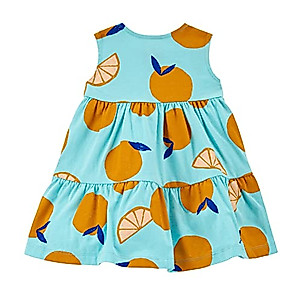 Carter's Baby Girls' Casual Dress with Matching Diaper Cover (6 Months, Fruit/Blue)
