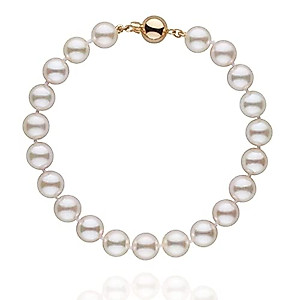 7.5-8.0 mm White Akoya AA+ Cultured Pearl Bracelet 7.5-inch 14K White Gold