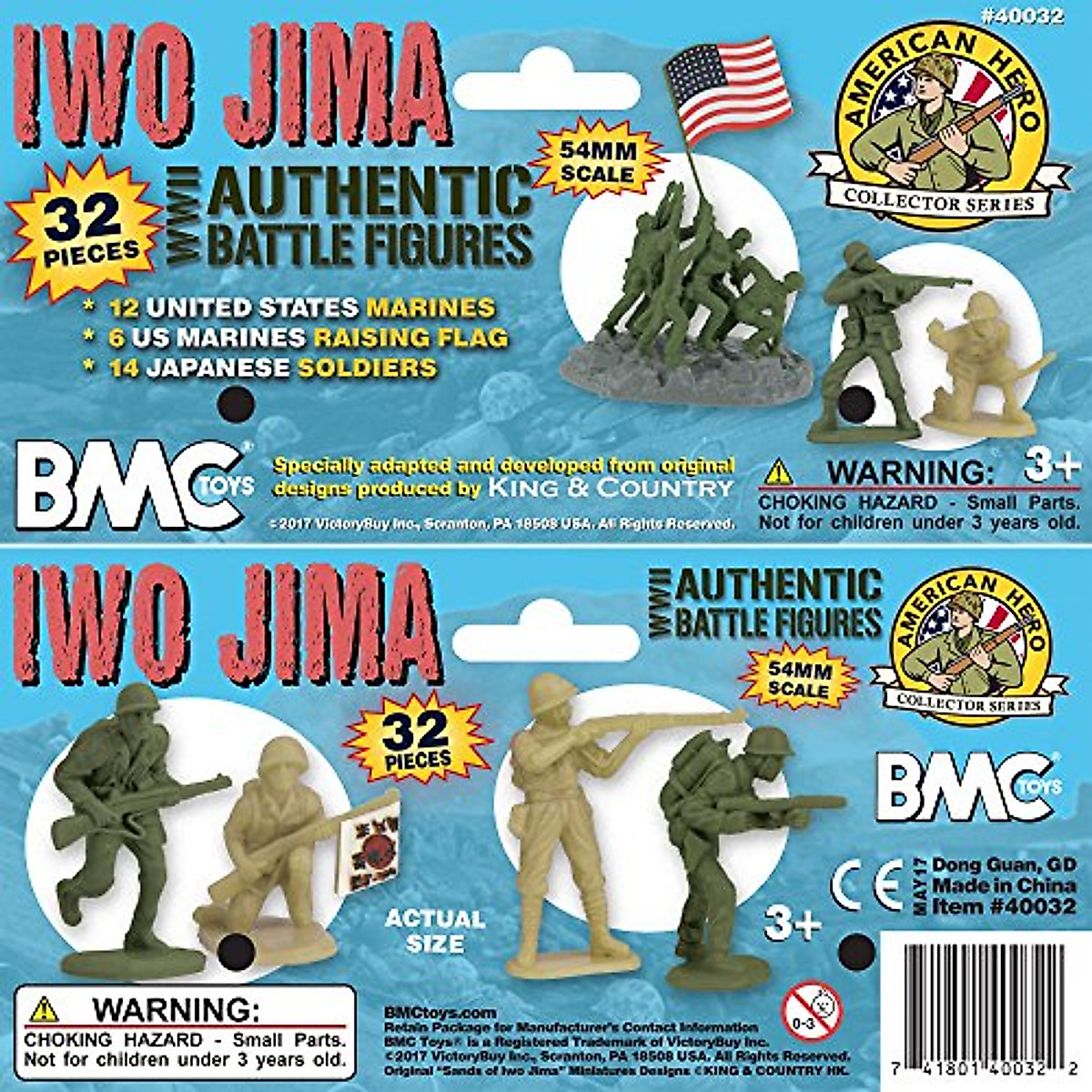 BMC WW2 Iwo Jima Plastic Army Men - 32 American and Japanese Soldier Figures