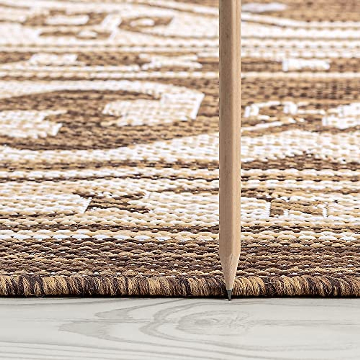 Water & Fade Resistant Indoor Outdoor 3x10 Runnerr Rug for Patio, Deck, Porch, Entryway | Outside Area Rugs for Patios | 2'8'' x 9'10'' Brown