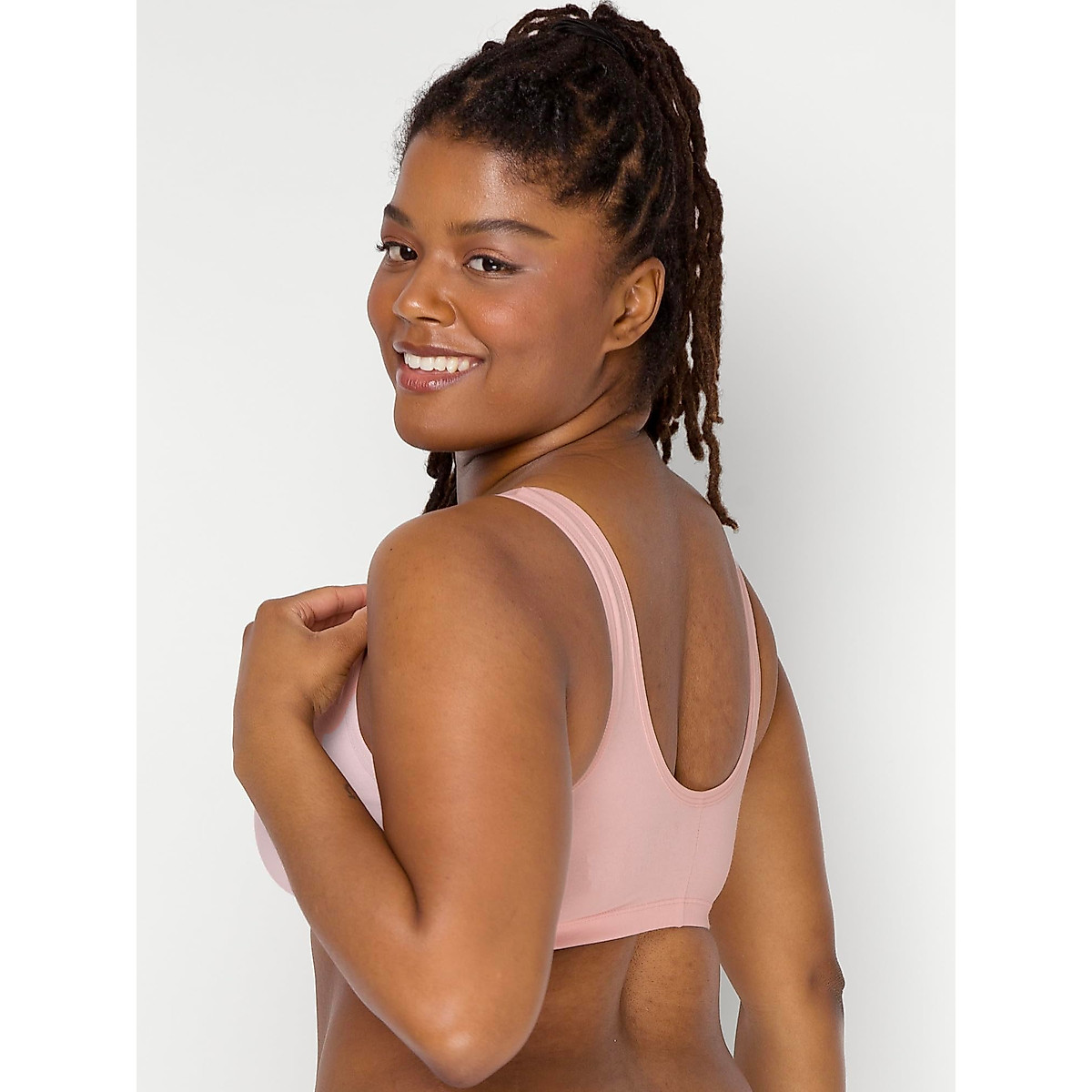 Fruit of the Loom Women's Comfort Front Close Sport Bra with Mesh Straps, Blushing Rose, 38