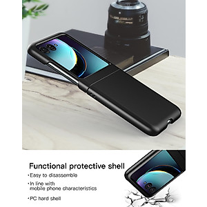 Foluu Slim Fit Case for Motorola Razr Plus 2023, with 1 Pack Soft Inner TPU Moto Razr Plus 2023 Screen Protector, 1 Pack Front Built-in Screen Protector, Matte PC Cover for Motorola Razr+ 2023 Black