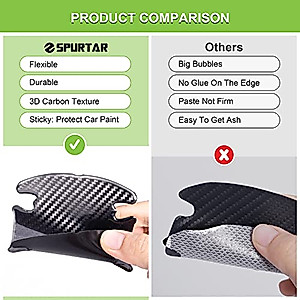 Spurtar 8pcs Car Door Handle Scratch Protector 3D Carbon Fiber Texture Paint Scratch Protector Sticker Car Door Handle Cover Non-Marking Door Cup Protection Universal for Automotive SUV Trunk (Black)