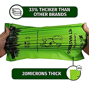 PETORO Compostable Dog Poop Bags, Corn Based Pet Waste Bags, Eco-Friendly, BPI-Approved, Plant-Based, Unscented, Durable, Leak Proof, Extra Large, Standard Size, 60 Count