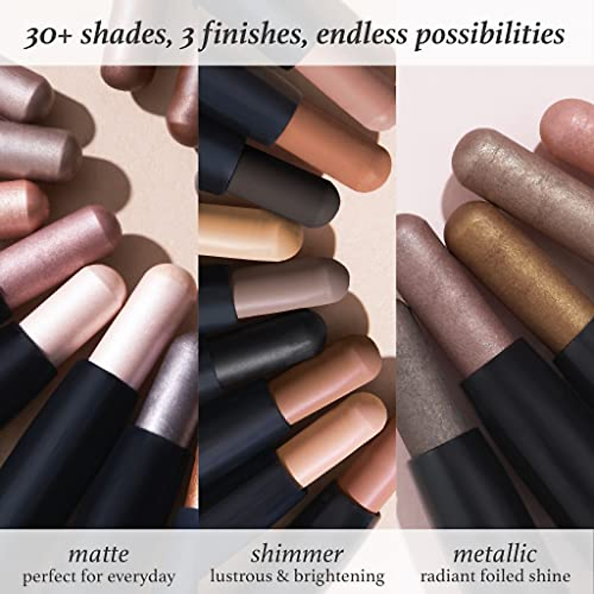 Julep Eyeshadow 101 Crème to Powder Waterproof Eyeshadow Stick Duo, Blush Pink Metallic & Mink Mauve Metallic