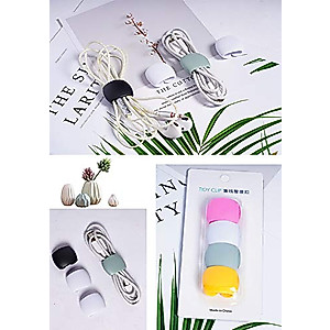 Keast 4Pcs Reusable Silicone Cord Organizer, Headphone Earphone Cable Organizer Cord Management Wrap Winder Headphone Cable Winder, Phone Charger Wire Clips for Business Travel1