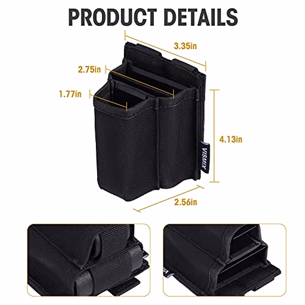 VISMIX 9mm Pistol 5.56mm AR15 Rifle Magazine Pouch Set, Tactical MOLLE Mag Pouch with Quick Release Kydex Insert Black
