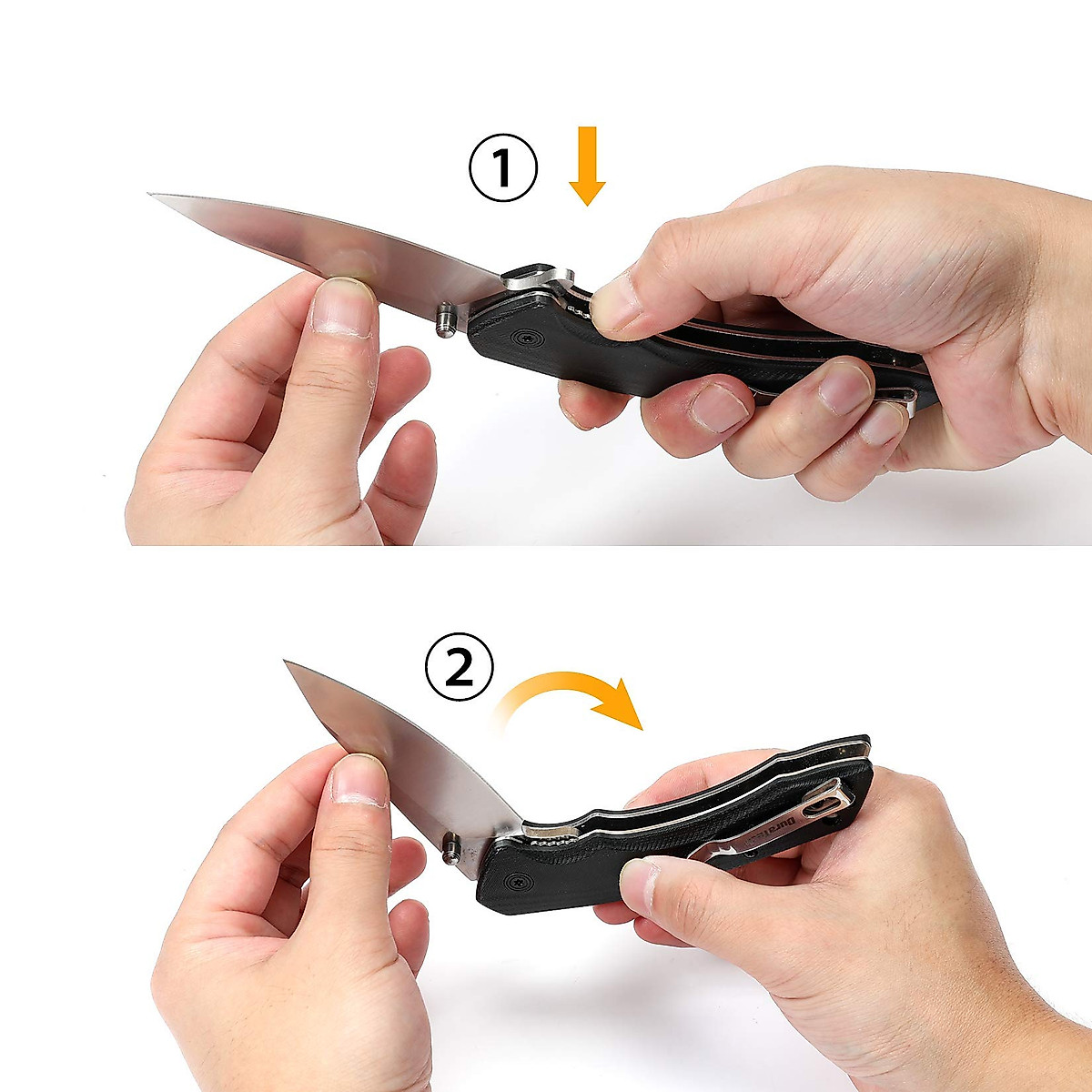 DURATECH Folding Pocket Knife, 3-1/4" Satin 8CR13MOV Blade, Black Smooth G10 Handle with Liner Lock Knife For EDC