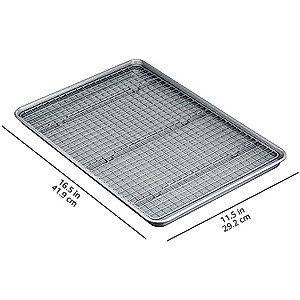 Amazon Basics Nonstick Baking Sheet & Cooling Rack Set, Half Sheet Size - 1 Pack, Gray