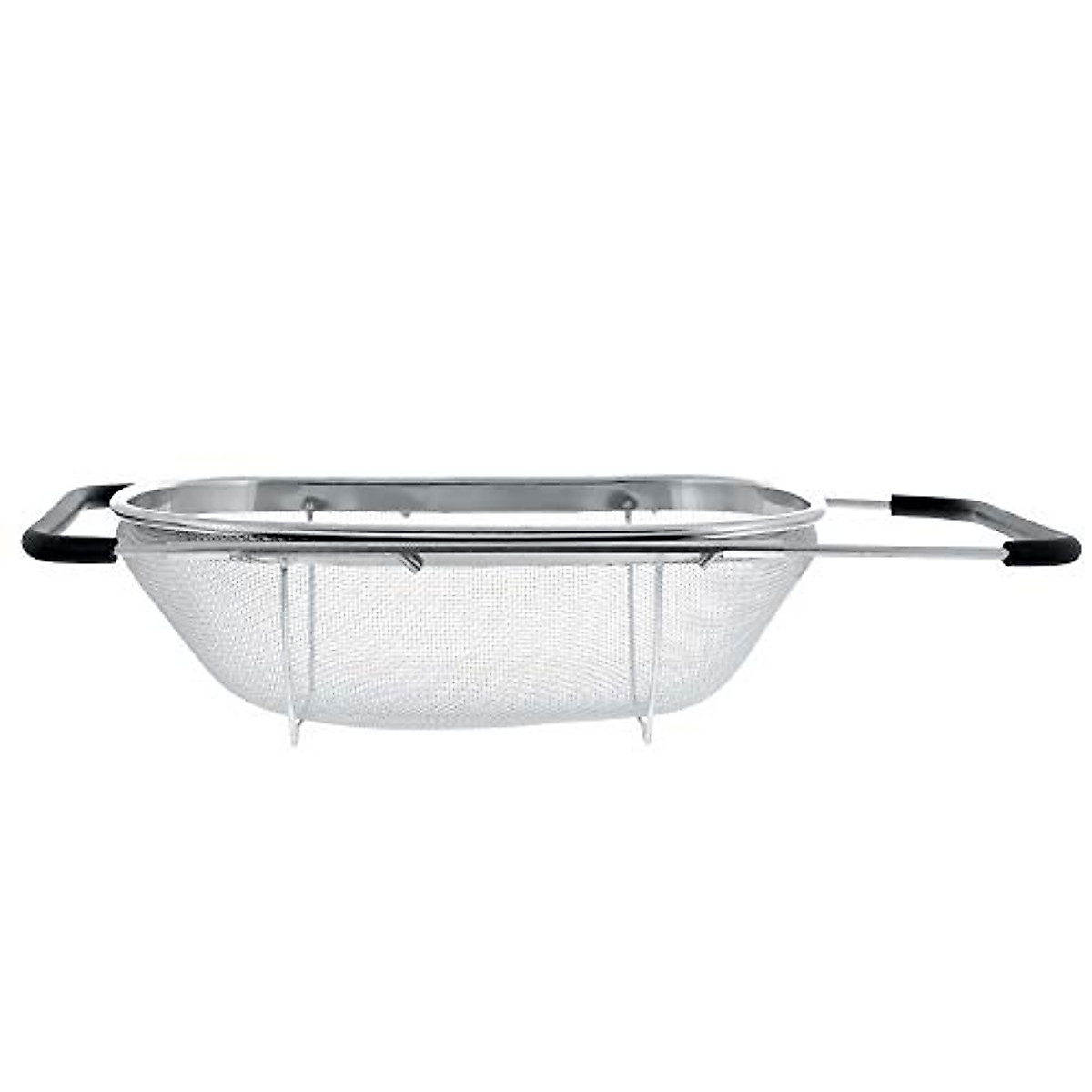 U.S. Kitchen Supply - Premium Quality Over The Sink Stainless Steel Oval Colander with Fine Mesh 6 Quart Strainer Basket & Expandable Rubber Grip Handles - Strain, Drain, Rinse Fruits, Vegetables