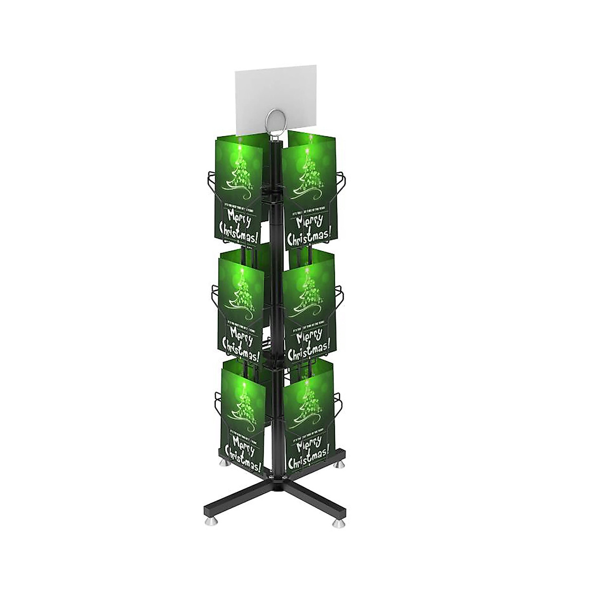 11702 FixtureDisplays 14 X 14 X 30" 12 Vertical Pockets Spinning Greeting/Post Card Rack 11702 Black 11702NEW-NF