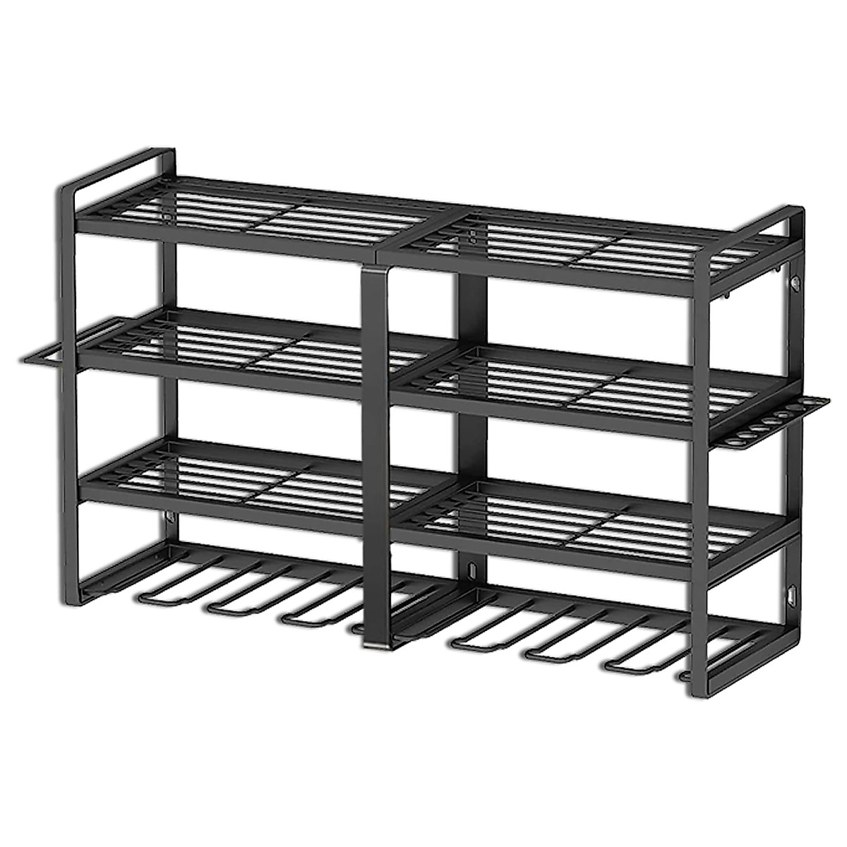 Power Tool Organizer Wall Mount,8 Drill Holder Wall Mount,4-Layer Garage Tool Organizer Wall Mount,Heavy Duty Power Tool Rack,Cordless Tool Organizer with Screwdriver Holder/Hammer Holder/Plier Holder