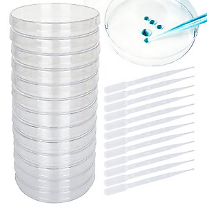 40Pack Plastic Petri Dishes Set, 4 Inch Culture Dish Plates with Lids, Clear Culture Plates with 100Pcs 3ml Transfer Pipe for School Studies, Science Projects, Art Projects