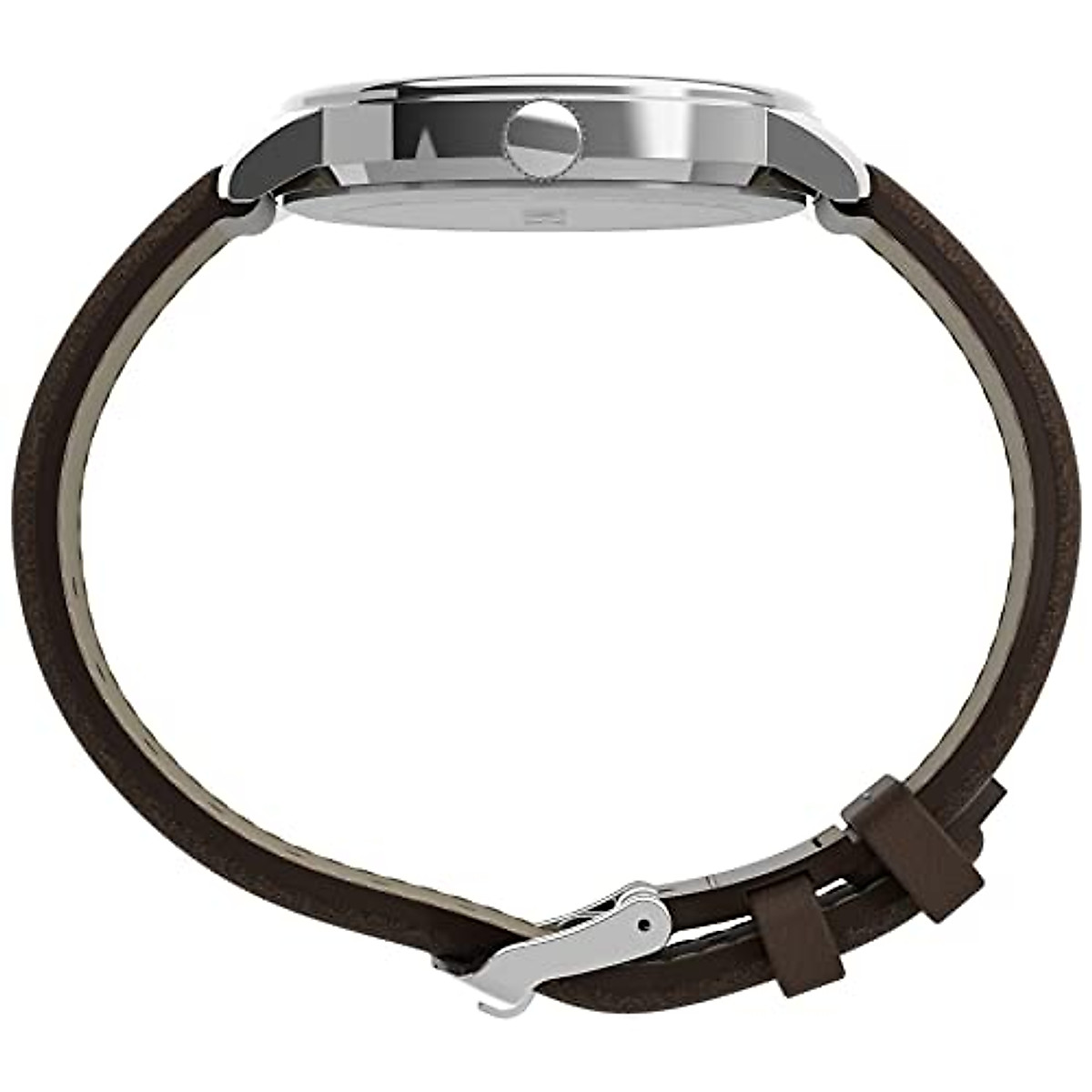 Timex Men's Easy Reader Bold 43mm Watch – Silver-Tone Case Cream Dial with Brown Leather Strap