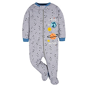 Gerber Baby Boy's 4 Pack Sleep 'N Play Footie, Space, 0-3 Months