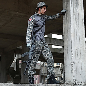 HJLYQXQ Men's Military Tactical Shirt and Pants Multicam Army Camo Hunting Airsoft Paintball BDU Combat Uniform Dry Quick Gray UPC Medium