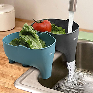 Kitchen Sink Drain Basket | Elephant Drain Basket & Rack | Multi Functional Filtering Drain for Shelf Corner | Kitchen Sink Drain Strainer for Food | Large Dish Drainer for Fruits, Vegetables & More