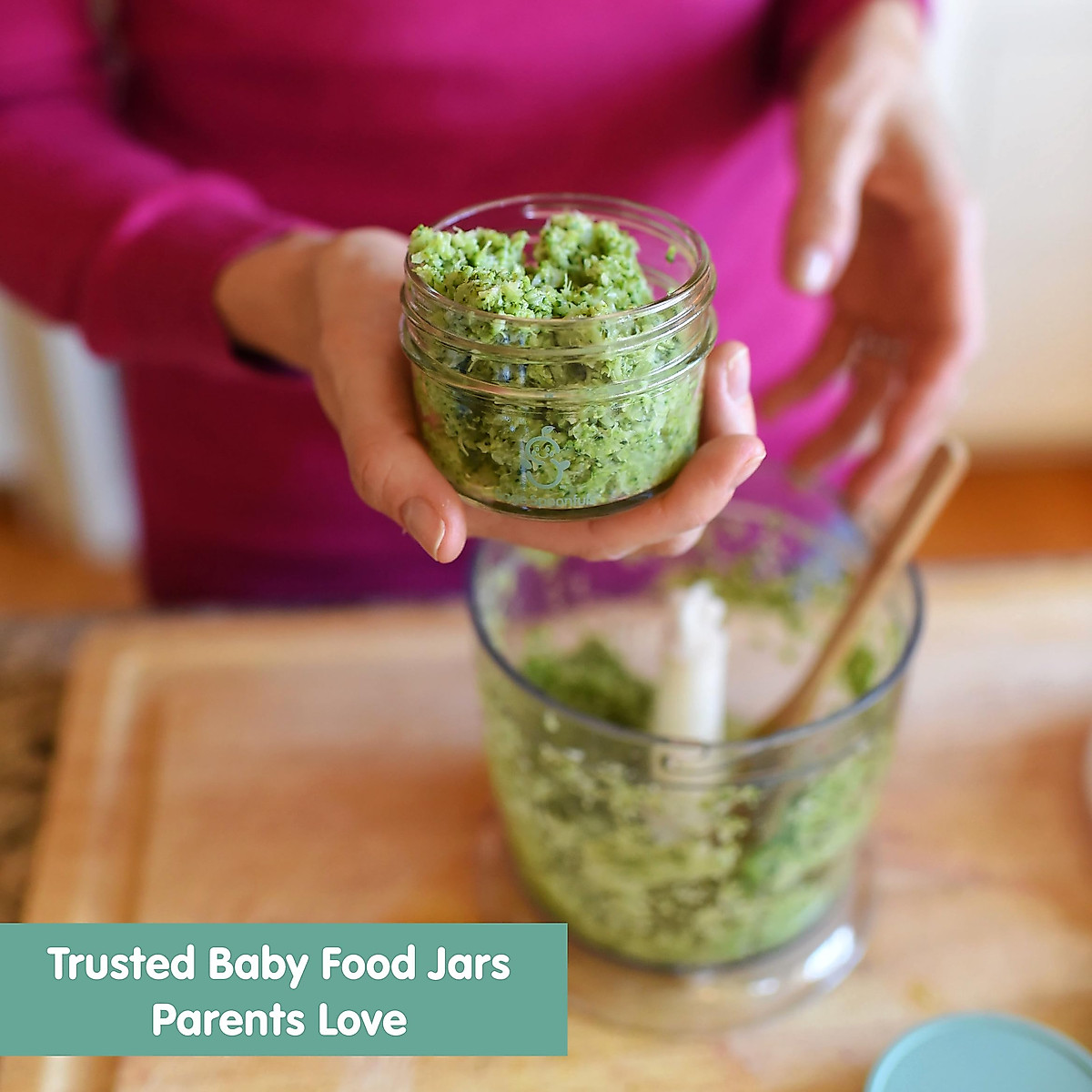 Sage Spoonfuls Glass Baby Food Containers with Lids - 12 Pack, 4 oz Baby Food Jars, Freezer Storage, Leakproof, Reusable Small Glass Baby Food Containers, Microwave & Dishwasher Friendly