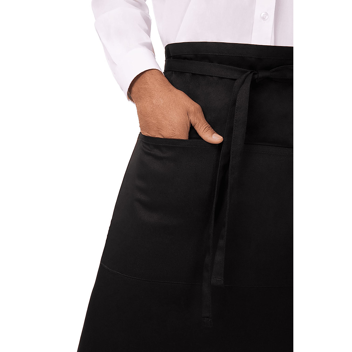 Chef Works Unisex Reversible Waiter Apron with Pockets, Black, One Size