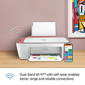 HP DeskJet 27 42e Series Wireless Inkjet Color All-in-One Printer - Print Copy Scan Mobile Printing - USB Connectivity - Up to 7 ISO PPM - Up to 4800 x 1200 DPI - Cinnamon + HDMI Cable