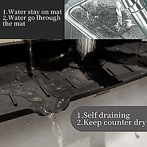 Silicone Kitchen Faucet Mat, Behind Sink Splash Guard, Self Draining Sink Pad Behind Faucet, Faucet Splash Guard, Faucet Drying Mat for Kitchen, Bathroom, Rv Sink(Darkgray)