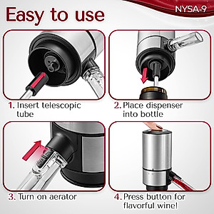 Electric Wine Aerator Pourer Dispenser, Automatic Pour Spout for Aerating Wine by Glass, Smart Electronic Decanter Machine by VinFlow5