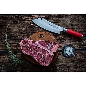 F. DICK – Red Spirit Chef Knife Ajax - Kitchen knife with 7.9" blade & 56 HRC - Ideal for meat & poultry - Stainless steel - Antique blade shape - Ultra sharp - Ergonomic handle - Made in Germany