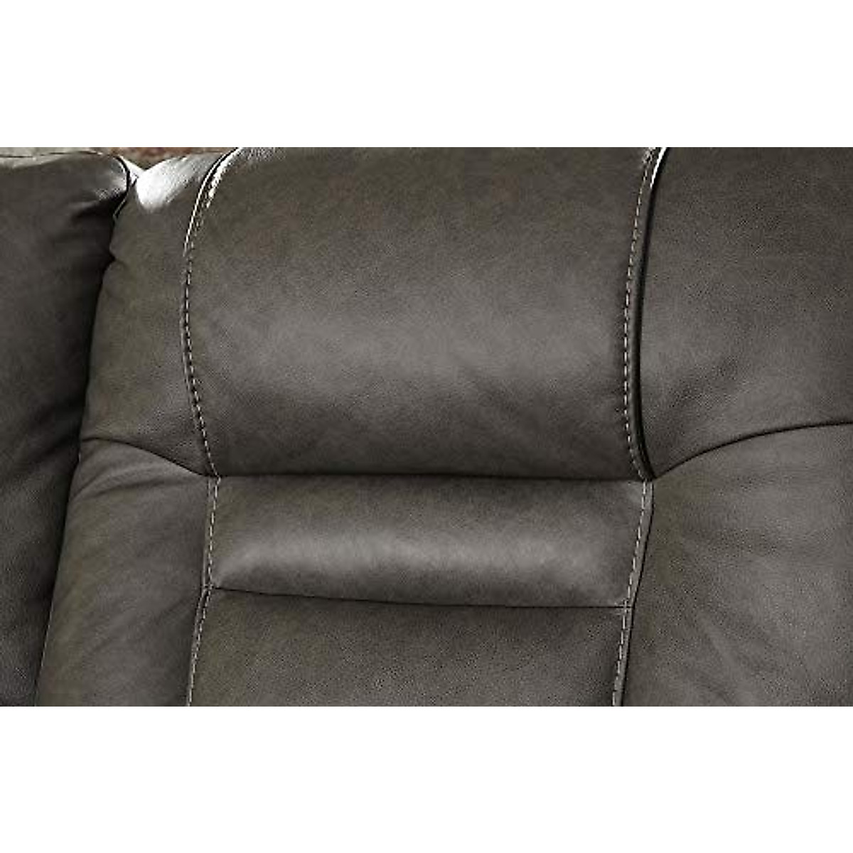 Signature Design by Ashley Wurstrow Leather Adjustable Dual Sided Power Reclining Loveseat with Console & USB Charging, Dark Gray