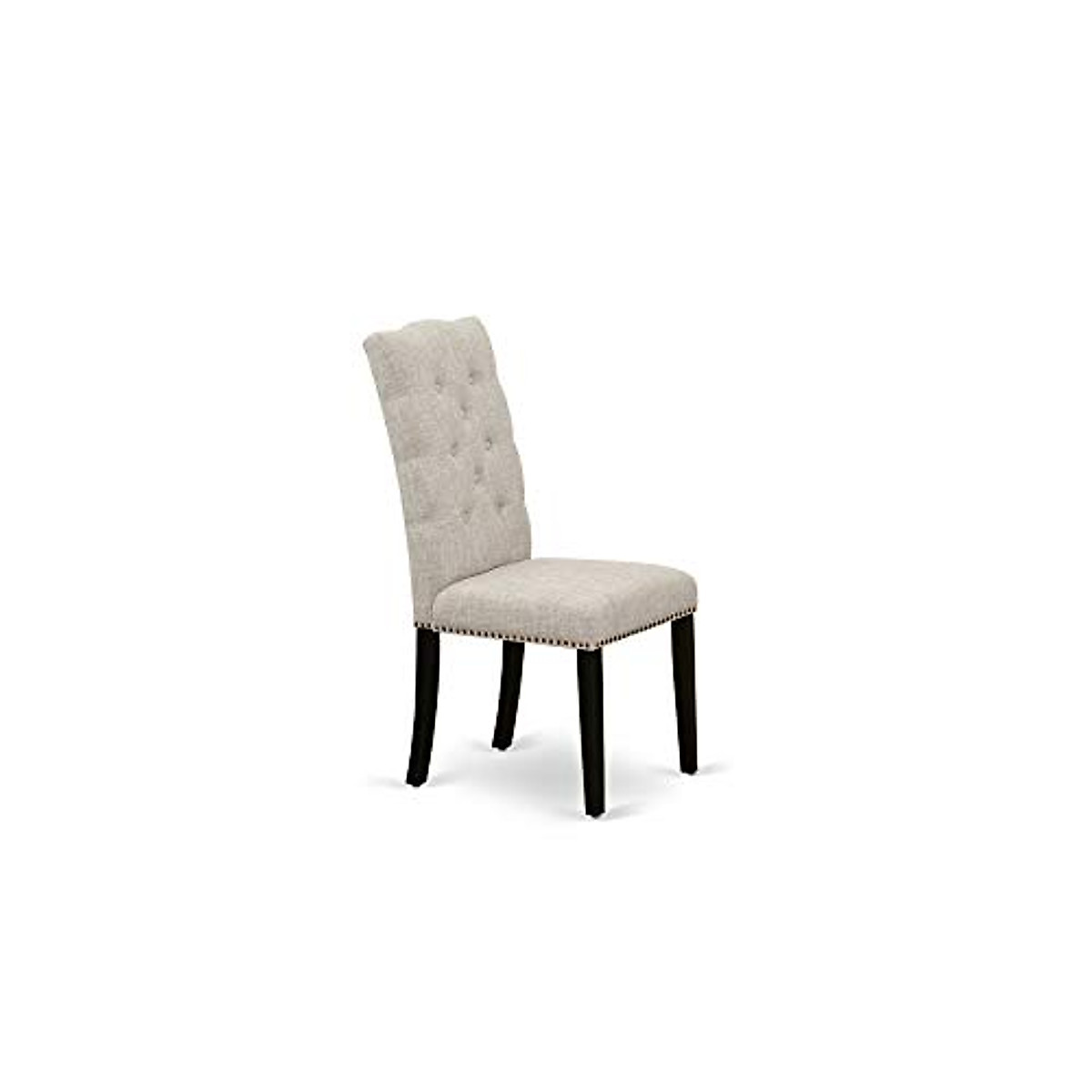 East West Furniture DMEL3-ABK-35 3 Piece Dinette Set for Small Spaces Contains a Round Dining Table with Dropleaf and 2 Doeskin Linen Fabric Parsons Dining Chairs, 42x42 Inch, Wirebrushed Black
