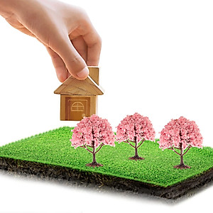 Angoily 10pcs Miniature Flower Tree Model Train Scenery Architecture Cherry Blossom Trees Mini Fake Trees for DIY Sand Table Crafts Building Model Scenery Landscape Ornaments