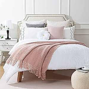 BATTILO HOME Dusty Pink Throw Blanket for Couch, Decorative Accent Soft Blush Throw Blankets for Bed Sofa Chair, 50"x80"