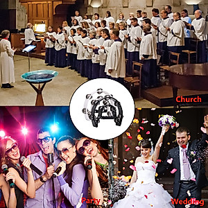 2Pack 10" Double Row Tambourine for Adult, Half Moon Musical Tambourine 20 Metal Jingles Hand Held Percussion Drum, Plastic Musical Percussion Tambourines for Adults, Church, KTV, Party, Black & White