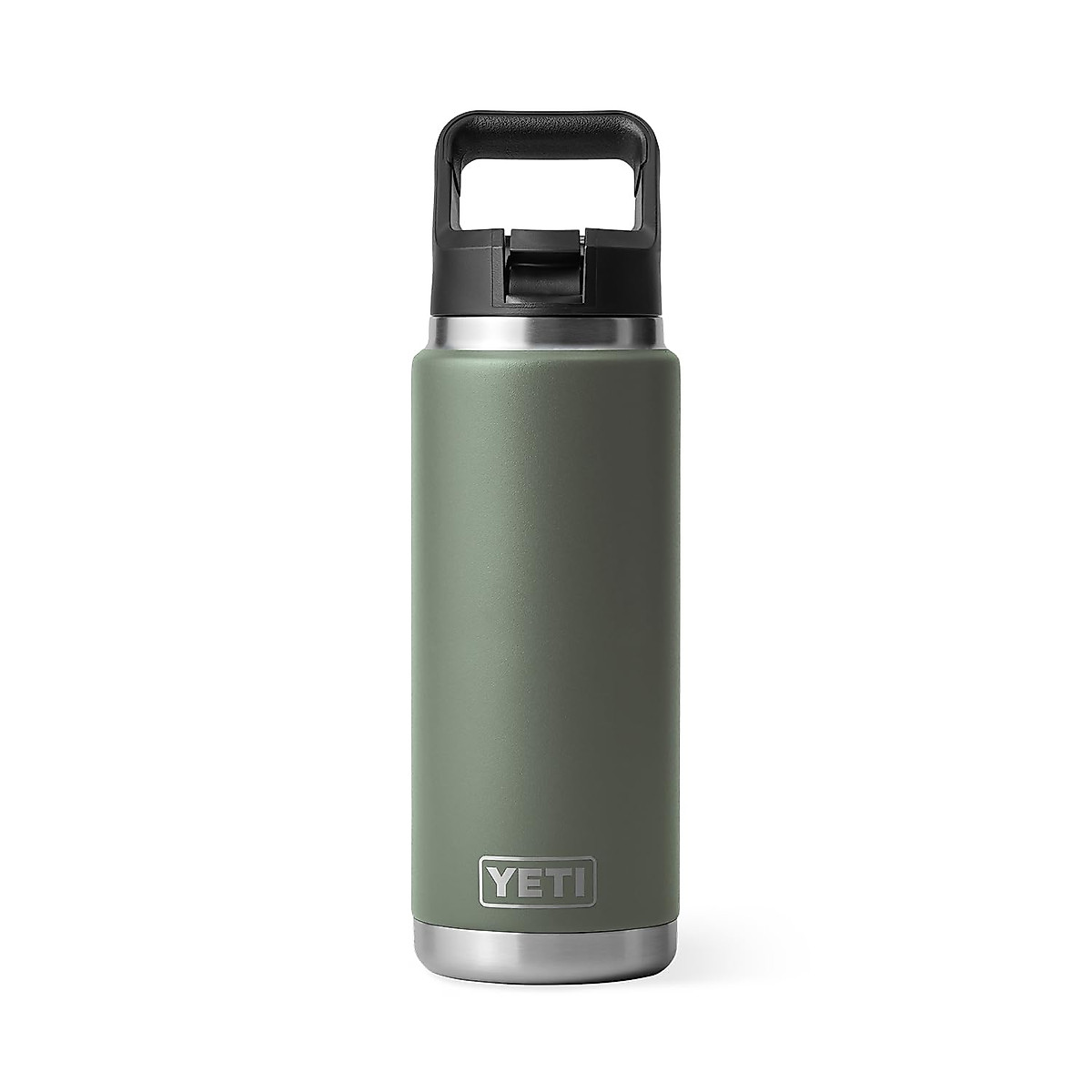 YETI Rambler 26 oz Bottle, Vacuum Insulated, Stainless Steel with Straw Cap, Camp Green