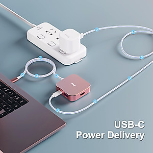 USB C to HDMI Multiport Adapter, fairikabe USB C Hub to 4K HDMI Power Delivery 3USB3.0, 5 in 1 USB C HDMI Hub with Long Cable 1.5FT, for MacBook Air, MacBook Pro and Other USB-C DP Alt Mode Devices