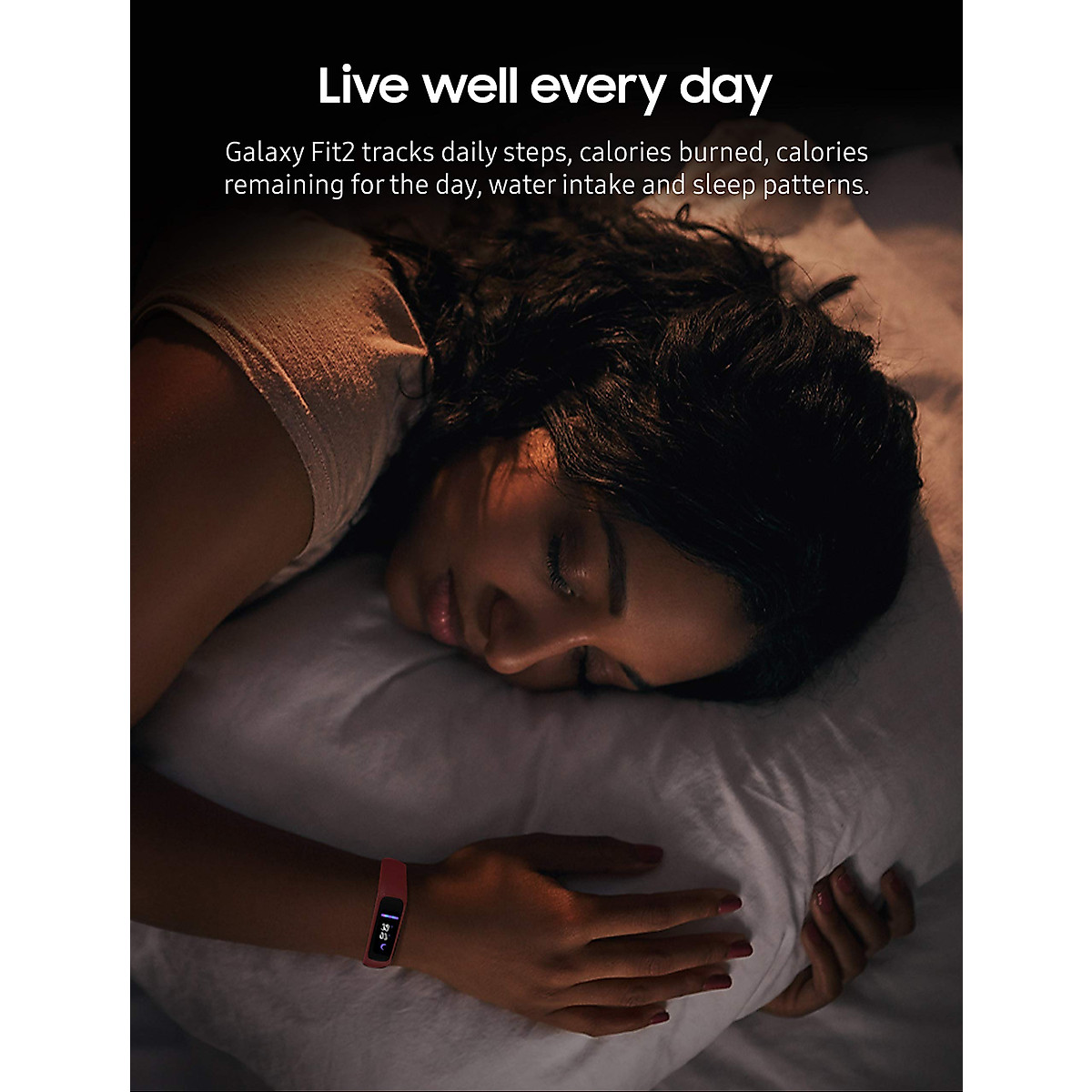 Samsung Galaxy Fit 2 Bluetooth Waterproof Fitness Tracking Smart Band – Red (Renewed)