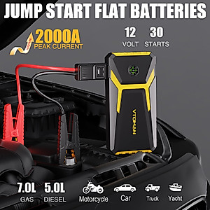 VTOMAN V6 Pro 2000A Jump Starter, Car Battery Jumper Starter Portable for 7L Gas/5L Diesel Engines, Jump Box,12V Auto Jump Start Battery Pack, Lithium Booster Pack, Portable Charger and Jumper Cables