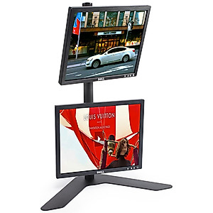 Dual Monitor Desk Stand for (2) 13” to 27” Screens, Countertop Display for Flat Screen Monitors, VESA 100x100, Steel (Black)