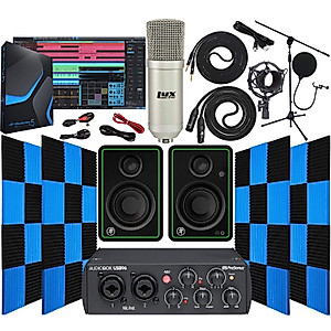 Presonus AudioBox 96 USB 2.0 Audio Interface with Mackie CR3-X BT Pair Studio Bluetooth Monitors 24 Pack Acoustic Soundproof Studio Foam Wedges Sound Insulation Panels