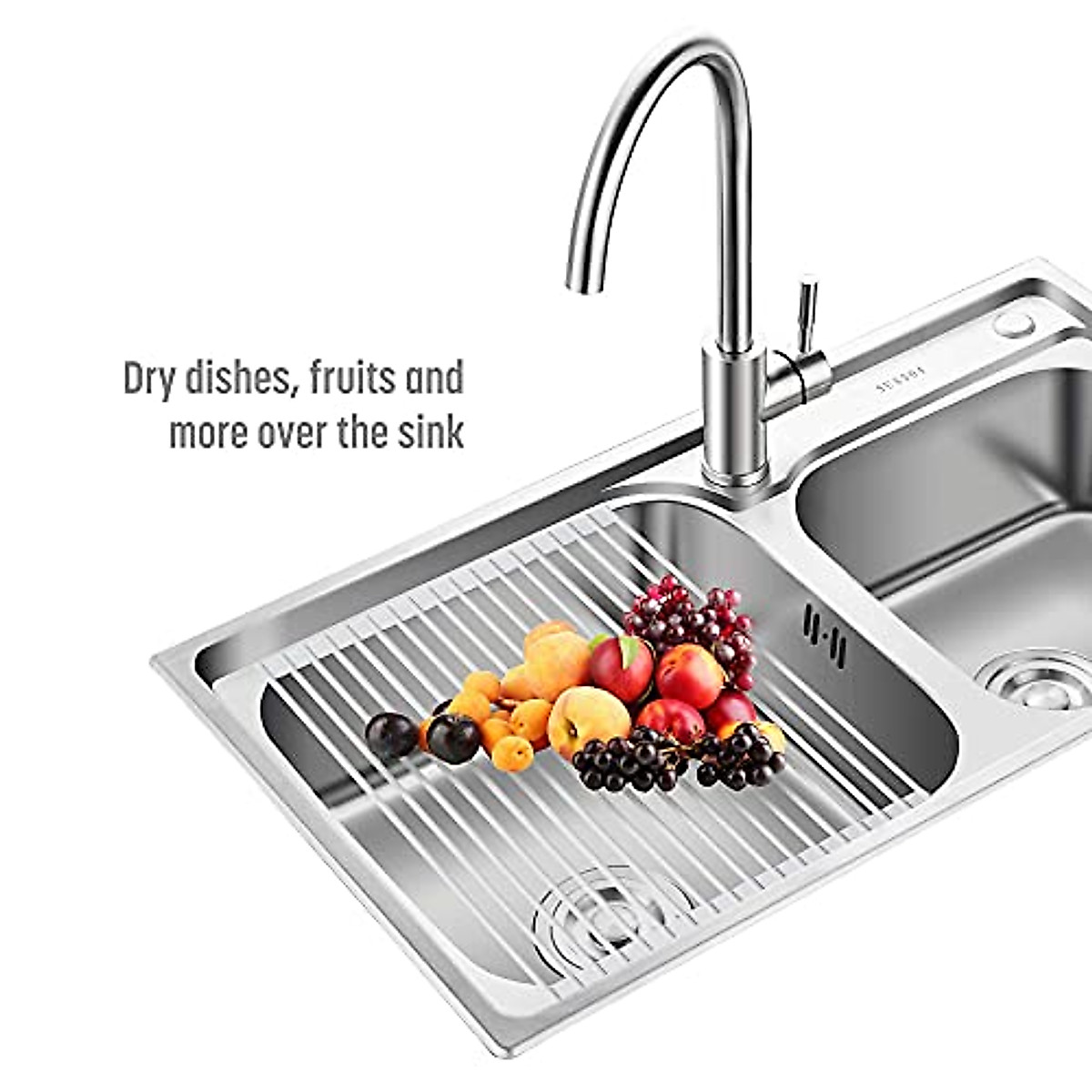 Goodful Roll Away Multipurpose Dish Drying Rack, Cooling Mat, Trivet, Easy Storage, Dishwasher Safe, Medium, Gray