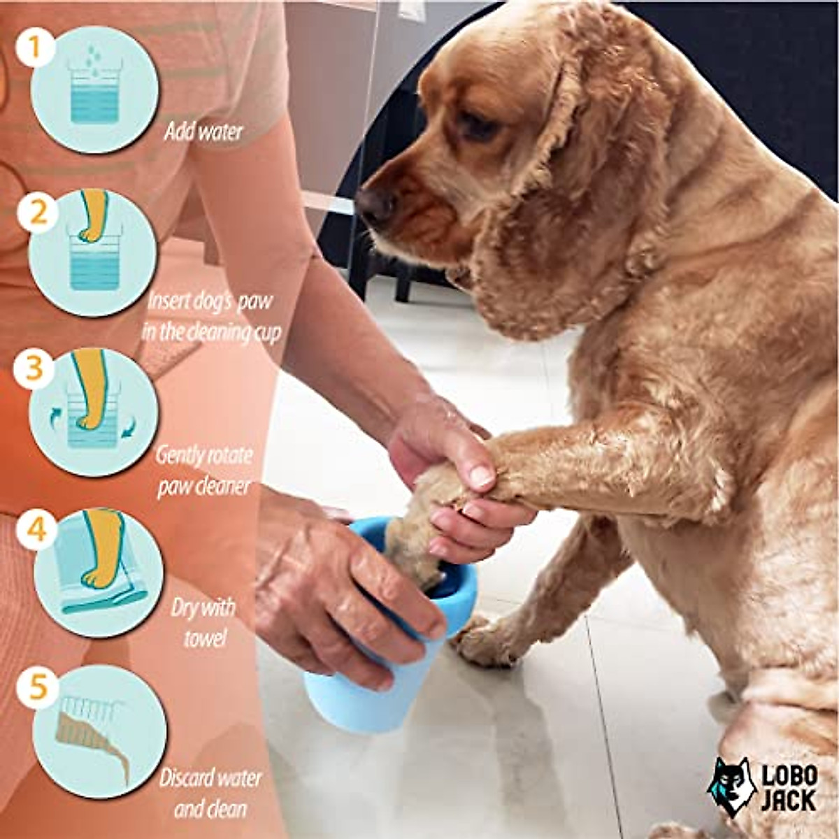 Dog Paw Cleaner, Portable Pet Cleaning 360º Silicone Washer Cup, for Small and Medium Breed Cats and Dogs (Blue)