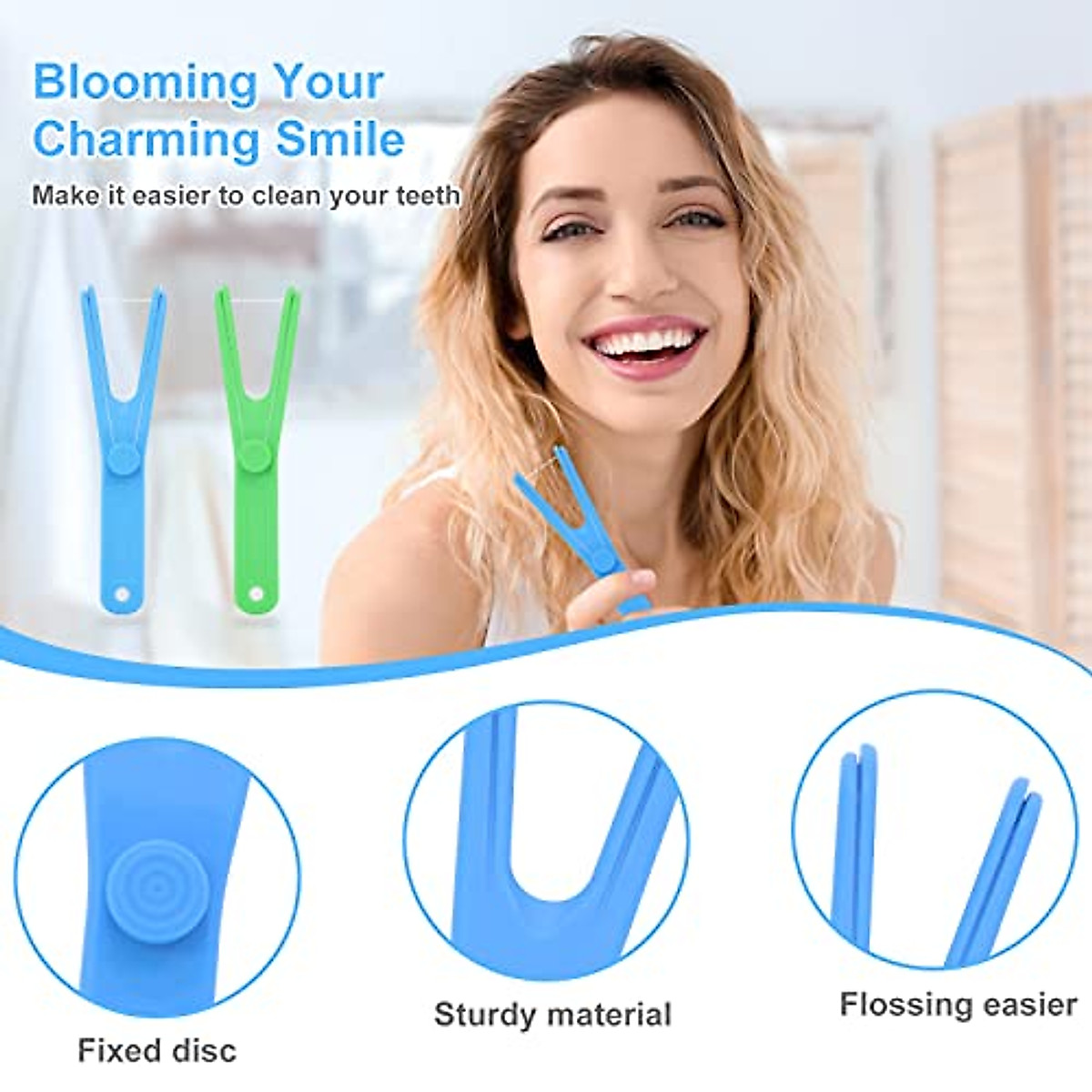 10 PCs Reusable Flosser Holder, Dental Floss Holder, Floss Handle Durable Adults and Kids Dental Tools…