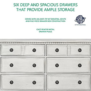 Evolur Julienne 6 Double Dresser, Antique Grey Mist , 54x20.30x33 Inch (Pack of 1)