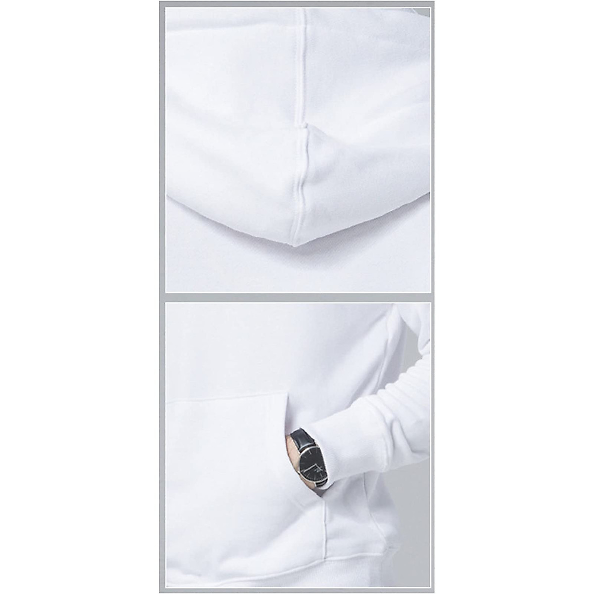 Maiyifu-GJ Men's Solid Athletic Hooded Sweatshirt Casual Long Sleeve Pullover Hoodie Comfy Sports Hoodies with Kanga Pocket (White,4X-Large)