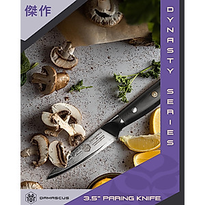 KESSAKU Paring Knife - 3.5 inch - Damascus Dynasty Series - Razor Sharp Kitchen Knife - Forged 67-Layer Japanese AUS-10V High Carbon Stainless Steel - G10 Garolite Handle with Blade Guard