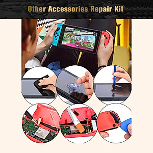 [New Version] 4 Pack Joycon Joystick Replacement 3D Joystick Analog Left/Right Thumb Sticks Sensor Caps for Nintendo Switch Joy Con Controller, Joycon Repair Kit, NS Repair Tool 33 PCS