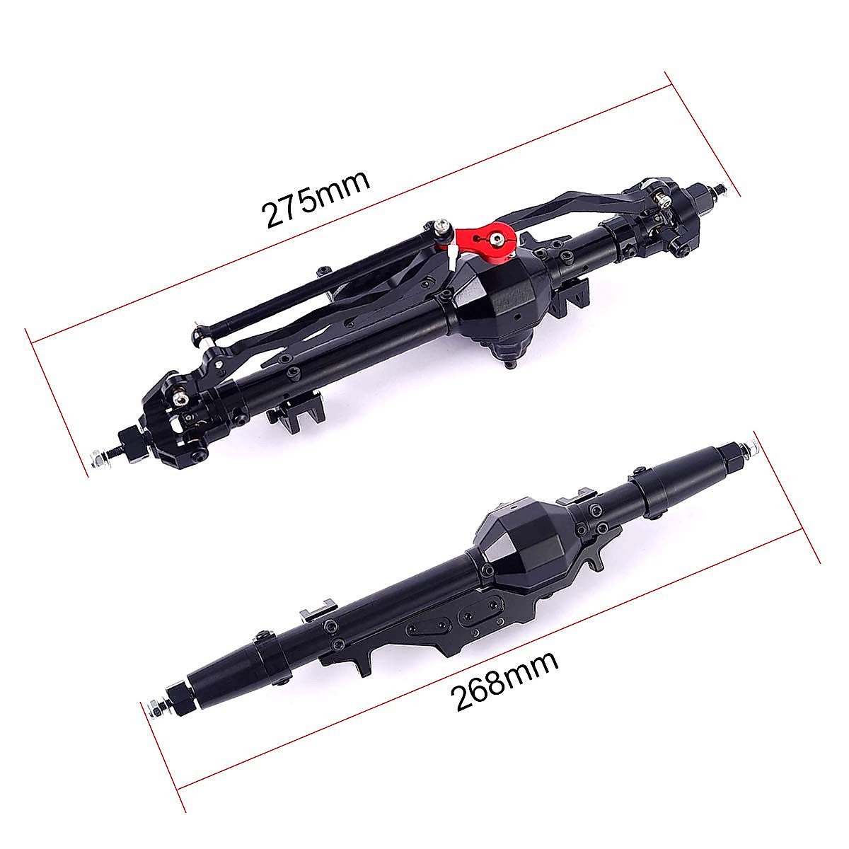 RZXYL Aluminum Front and Rear Axle for 1/10 Axial Wraith 90018 90048 90053 90018 90020 90045 90056 RR10 RC Model Crawler Car (Black)