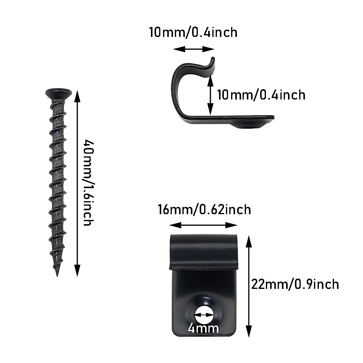 ITROLLE 20PCS Stainless Steel Starter Clips Grooved Decking Clips Deck Starter Clips for Composite Deck Boards Universal Starter Deck Clips with Decking Screws, Black