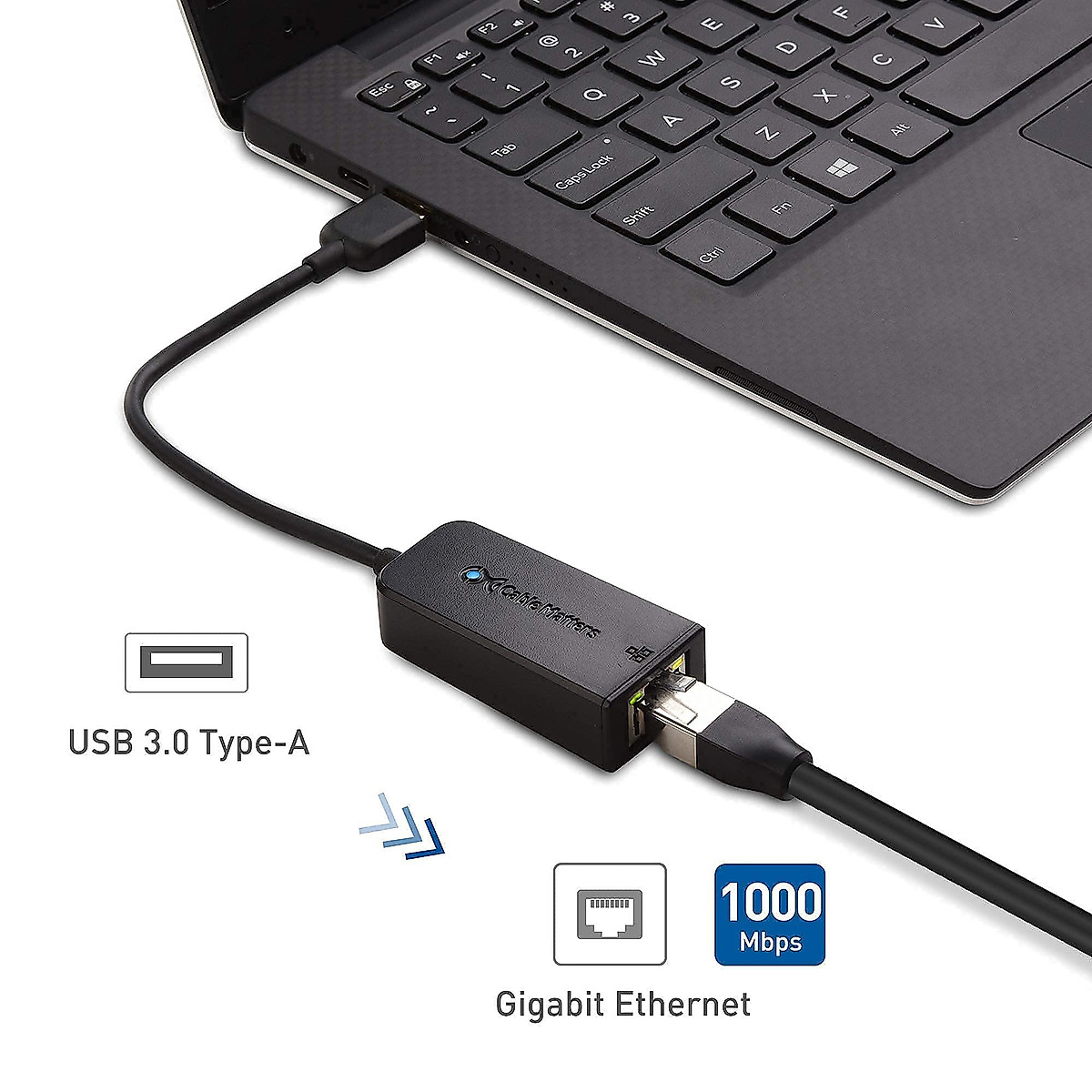 Cable Matters USB to Ethernet Adapter (USB 3.0 to Ethernet) Supporting 10/100/1000 Mbps Ethernet Network in Black & Snagless Cat6 Ethernet Cable