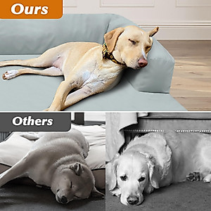 TNELTUEB Calming Dog Couch Bed for Extra Large Dog, Cooling Mat for Dogs, Waterproof & Anti Dogs Cats Scratch Cloth for Pet Couch Protector, Dog Mat Sofa Bed with Soft Neck Bolster (XL,Grey)