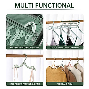 ZL7QHSE Folding Clothes Drying Rack with 5 Holes, 2 Racks and 5 Travel Hangers Foldable, Drying Rack Clothing for Dorm,Laundry,Outdoor Camping, Hotel Room(Grey)